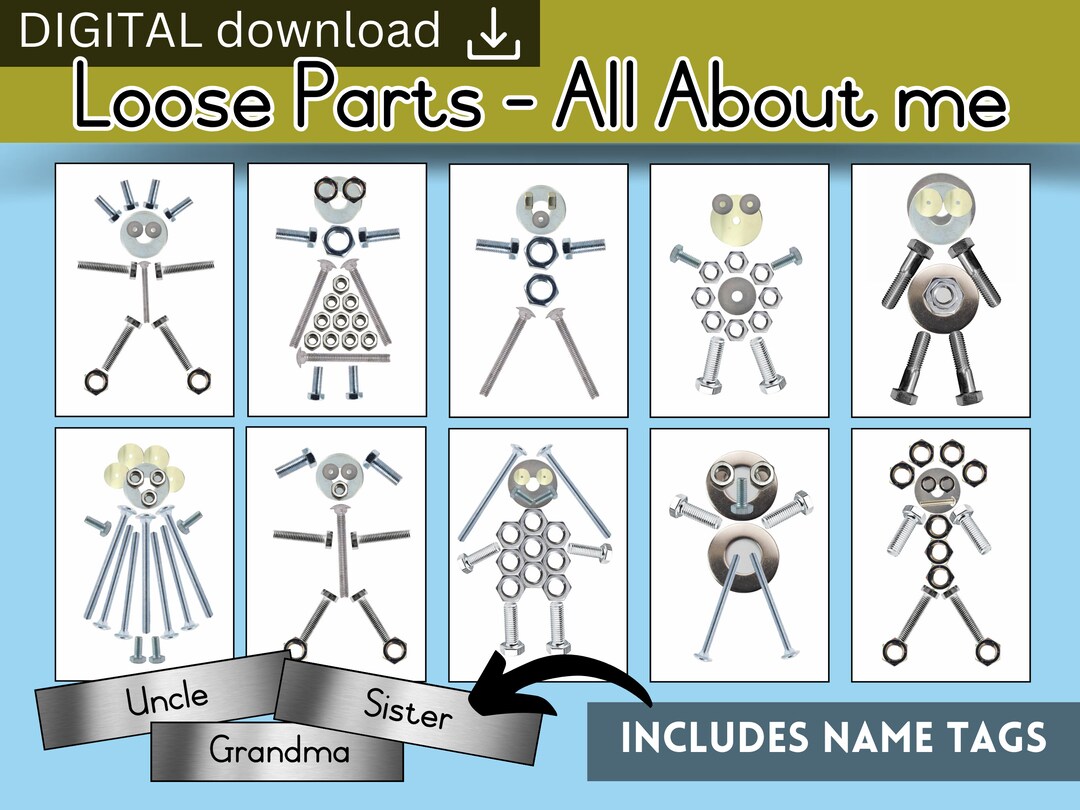 Loose Parts Play | All About Me Cards | Nuts and Bolts | My Family ...