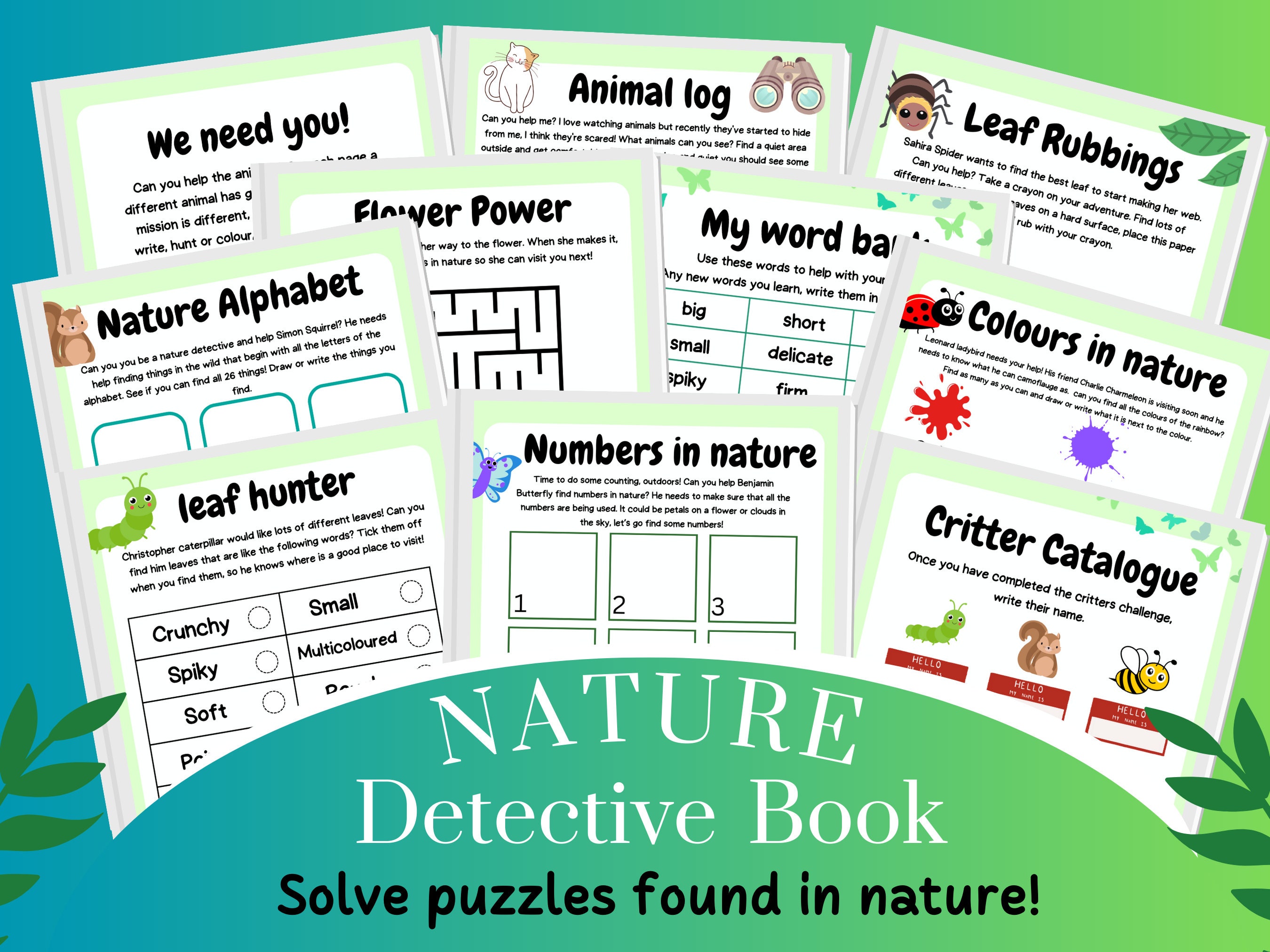 Nature Hunt Detective Printable Outdoor Activity Sheets for - Etsy