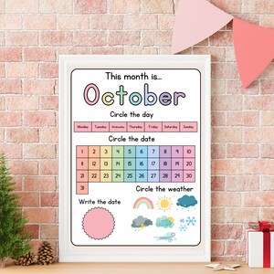 12 Printable Preschool Calendar Worksheet Pages | Month, Day, Date ...