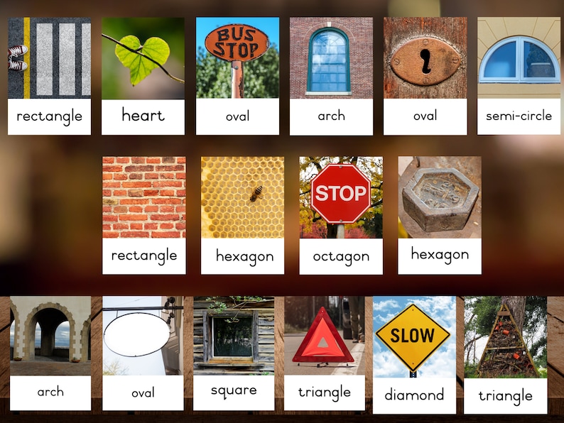 Nature Shapes Cards Printable Shape Learning Flash Cards - Etsy Australia