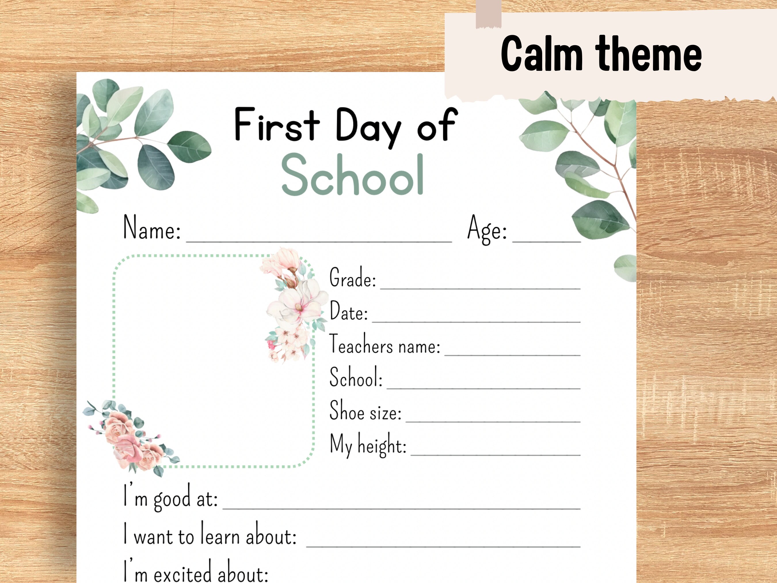Back to School Printable First Day of School Questionnaire - Etsy
