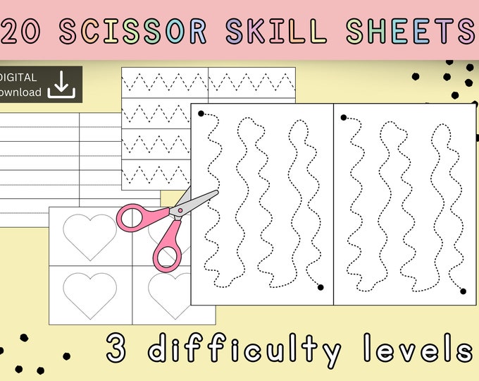 Cutting Practice Worksheets for Kids – 20 Scissor Skill Exercises | 7 ...