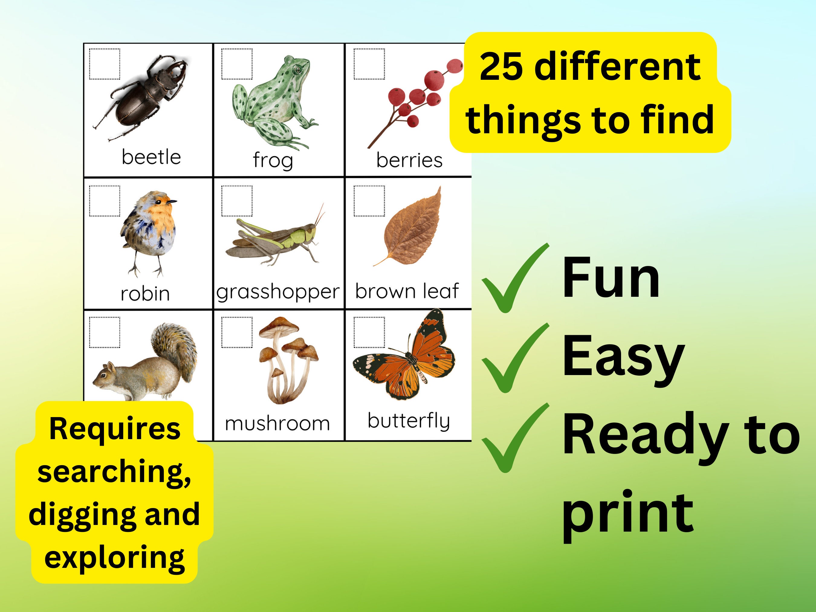 Printable Nature Scavenger Hunt for Kids Outdoor Team Work Game ...