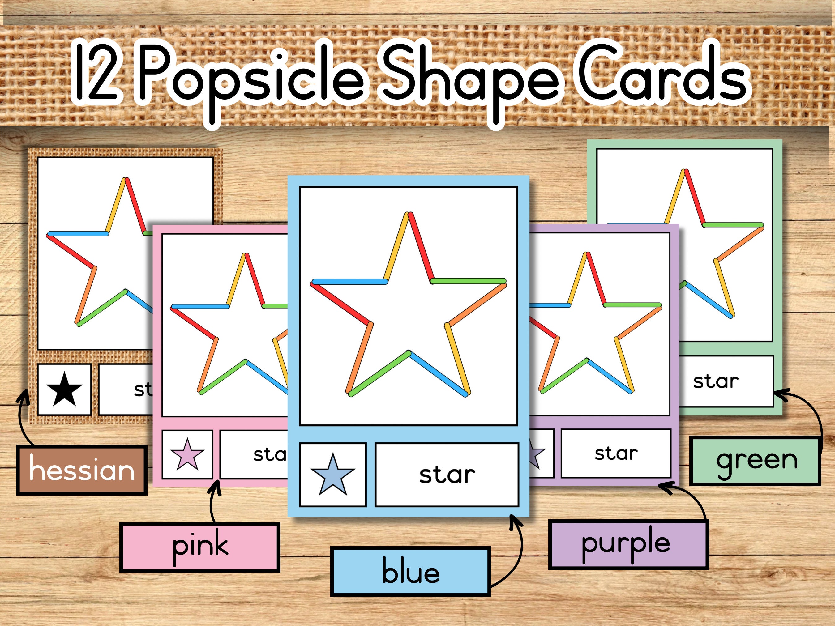 Popsicle Stick Activity Card for Toddlers Shape Flashcards for - Etsy