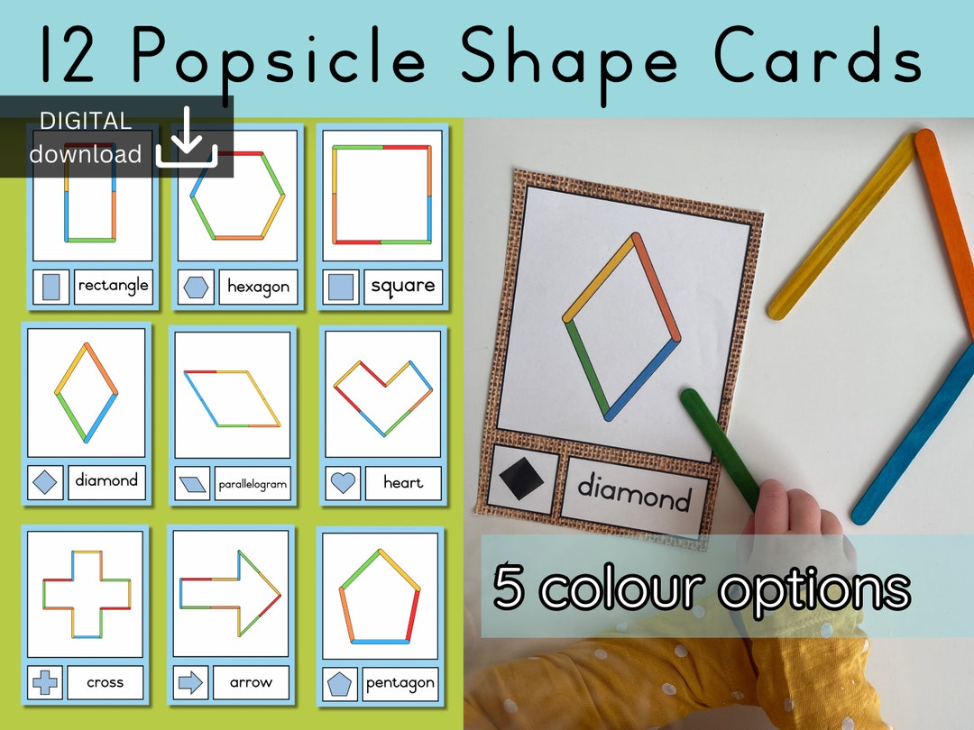 Popsicle Stick Activity Card for Toddlers | Shape Flashcards for ...