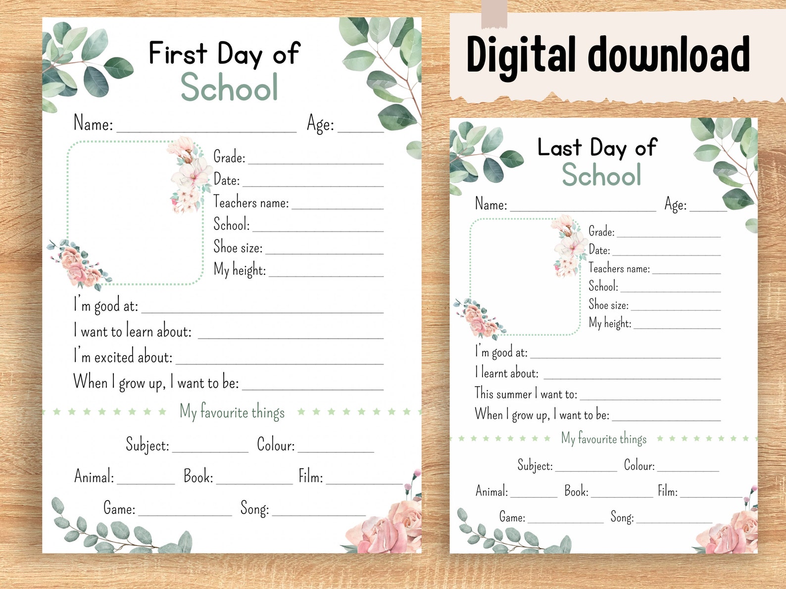 Back to School Printable, First Day of School Questionnaire, Back to ...