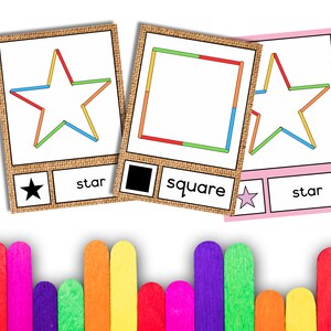 Popsicle Stick Activity Card for Toddlers, Shape Flashcards for ...