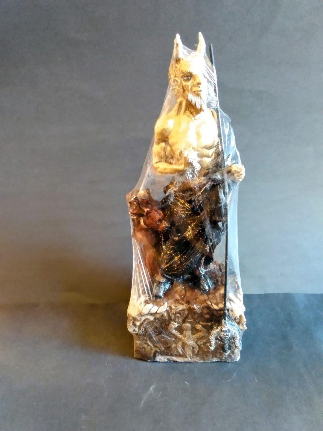 Lucifer Satan Demon With Dogs Gold Statue Protection and Rituals - Etsy