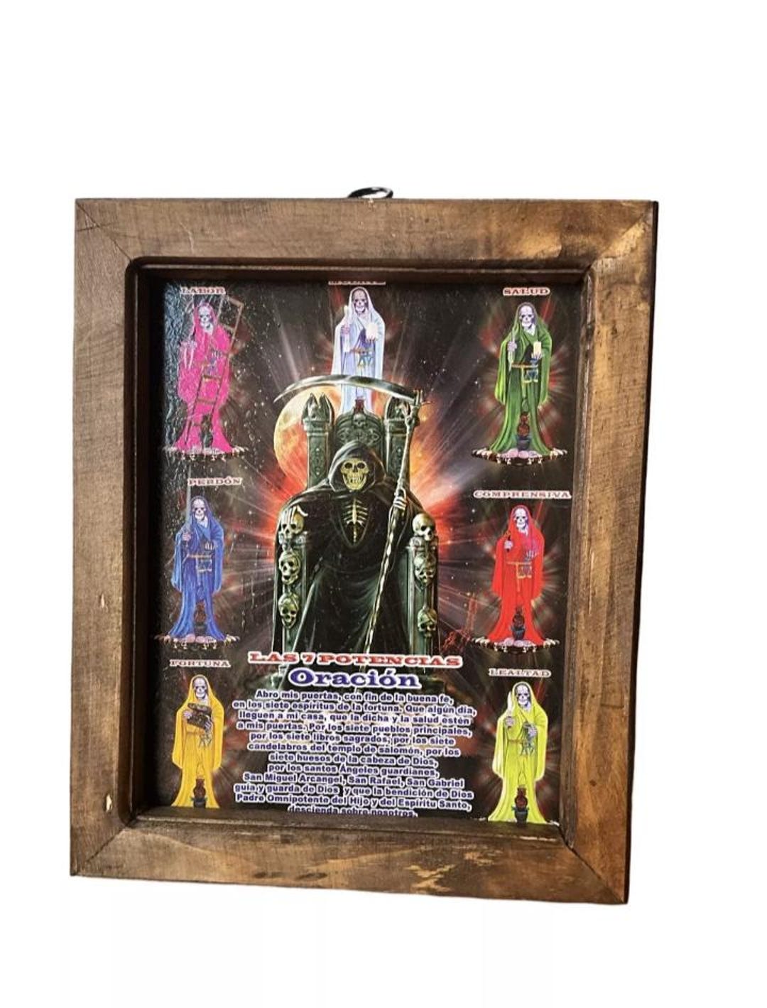 Santa Muerte Holy Death 7 Colores 7 Pontencias Rustic Frame - Etsy