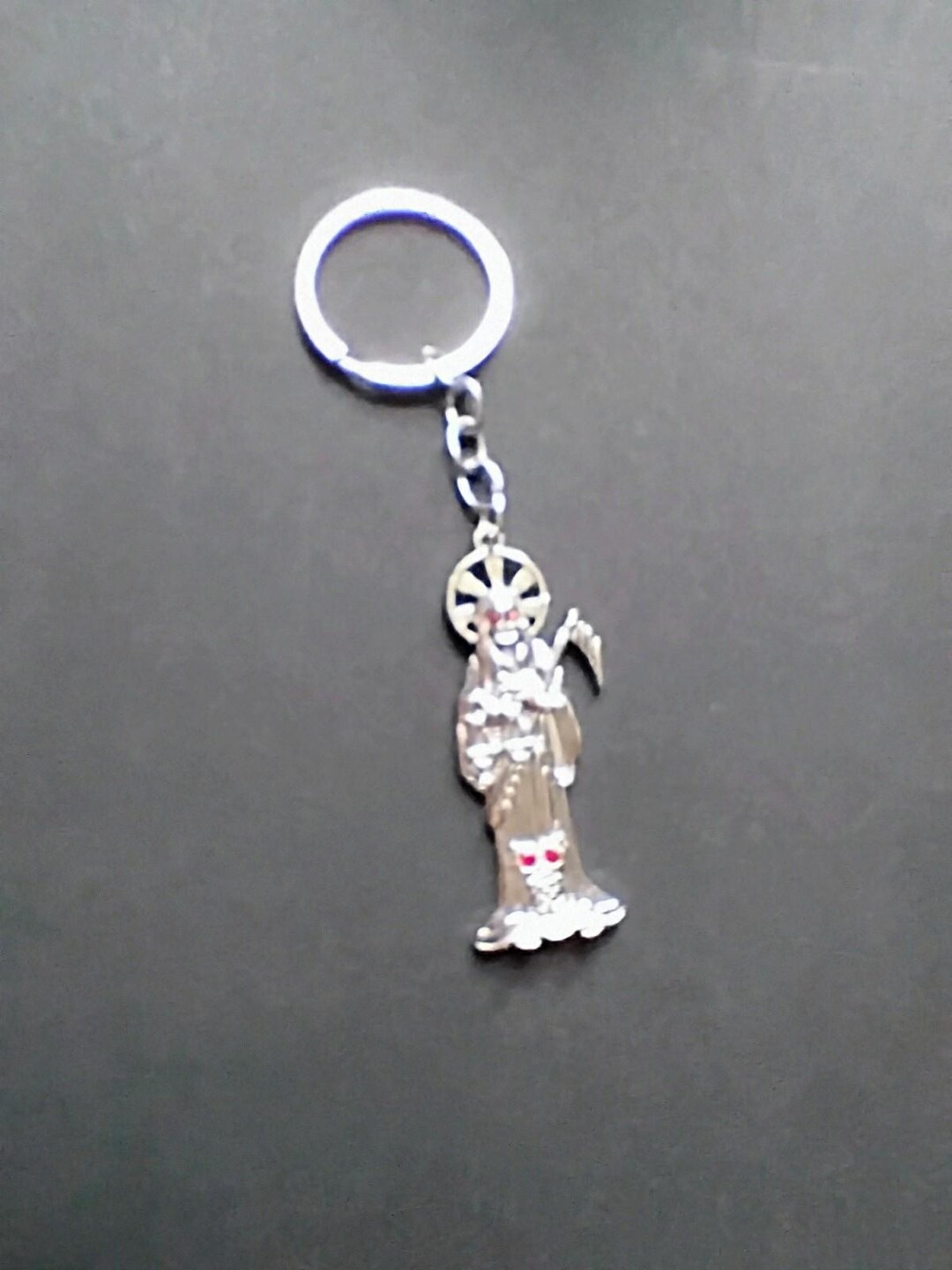 Santa Muerte Silver Keychain - Etsy