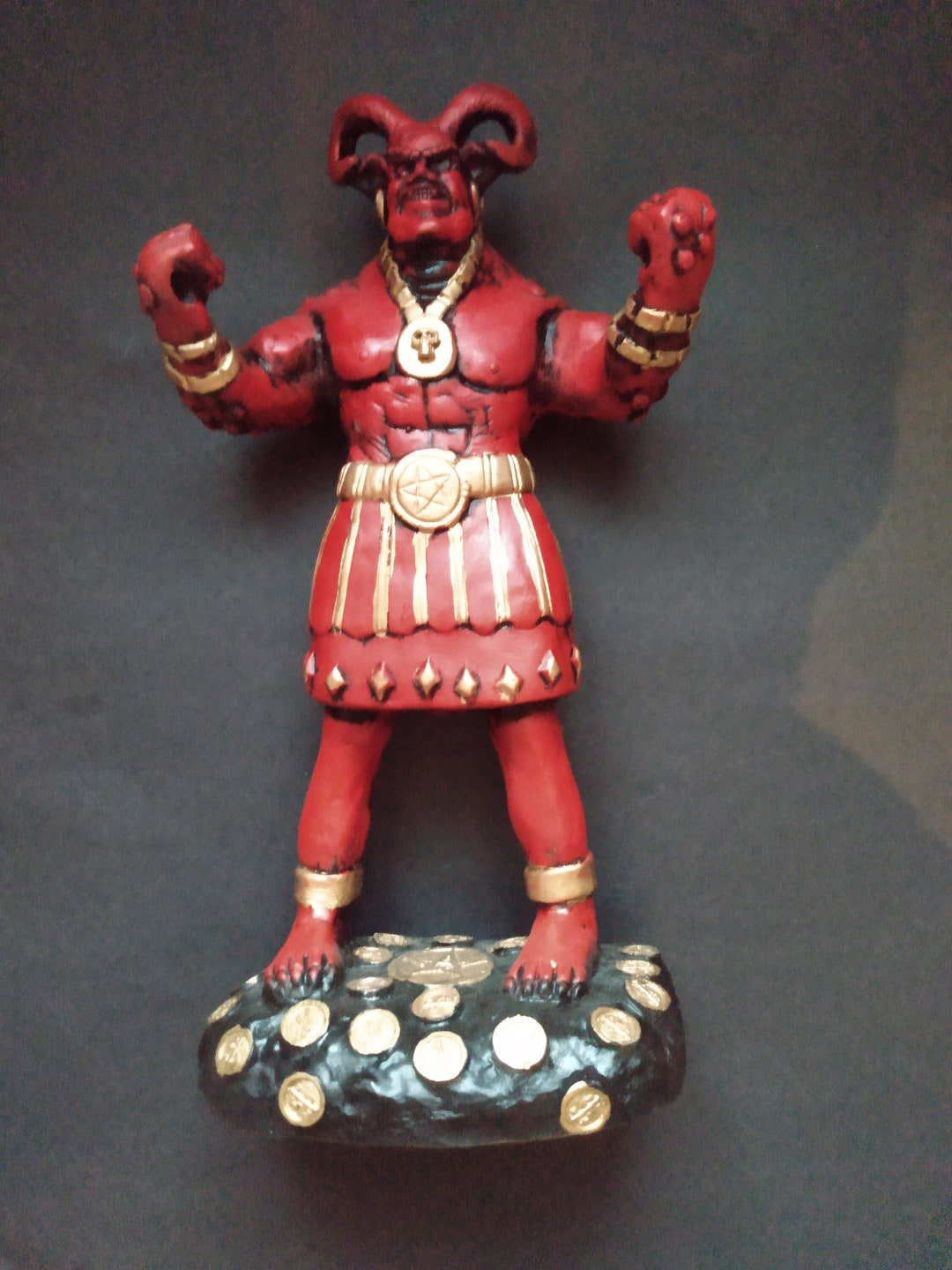 Mammon Demon Devil Statue Prince of Wealth on Gold Base Coins - Etsy