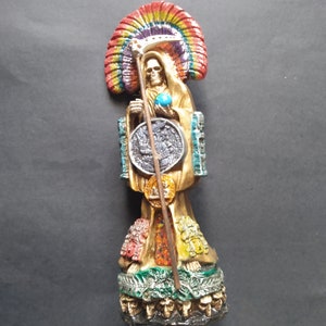 Santa Muerte Aztec 16 Inch Gold Statue - Etsy