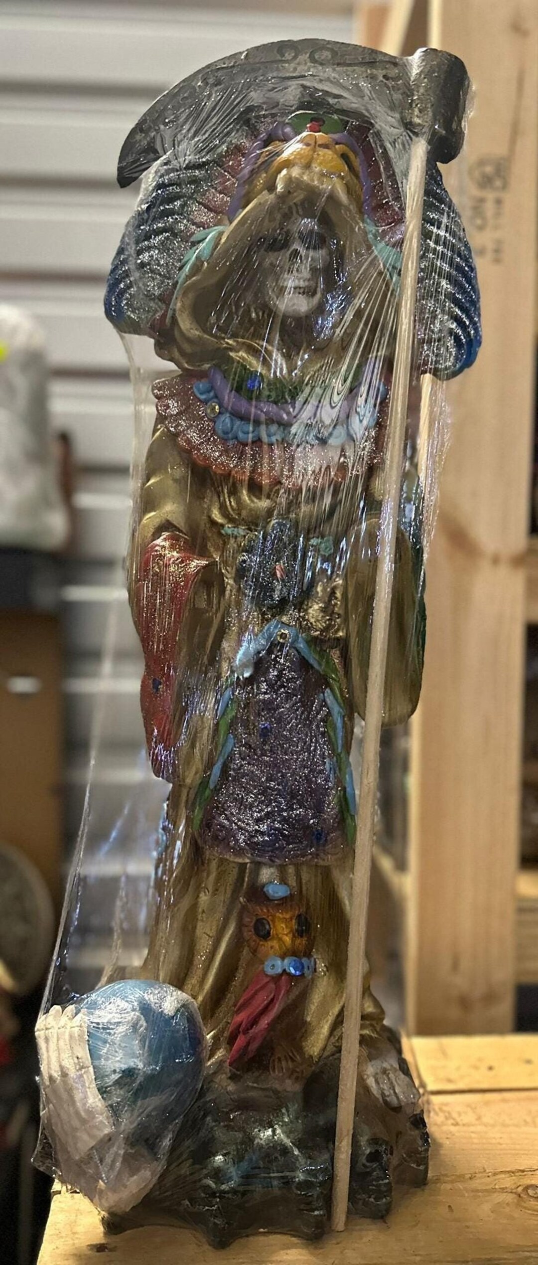 Aztec Holy Death Gold 24 Inches Prepared Azteca Santisima Muerte Dorada ...