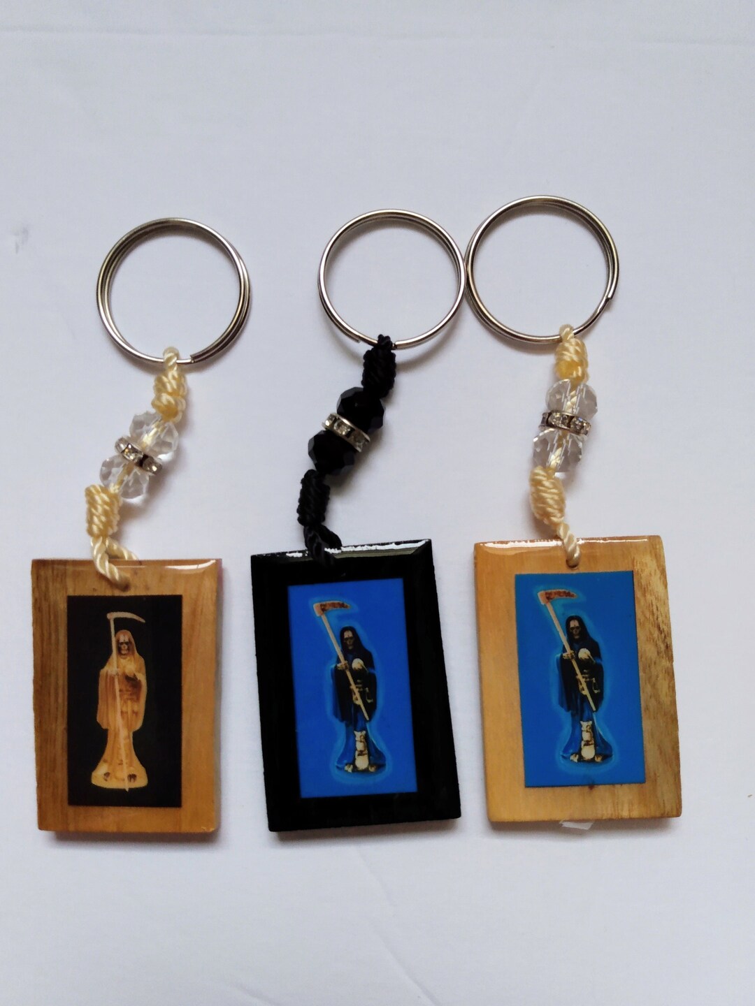 Santa Muerte Wooden Keychain - Etsy