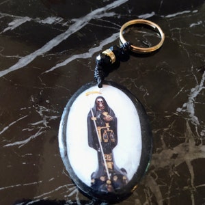 Santa Muerte Wooden Keychain - Etsy