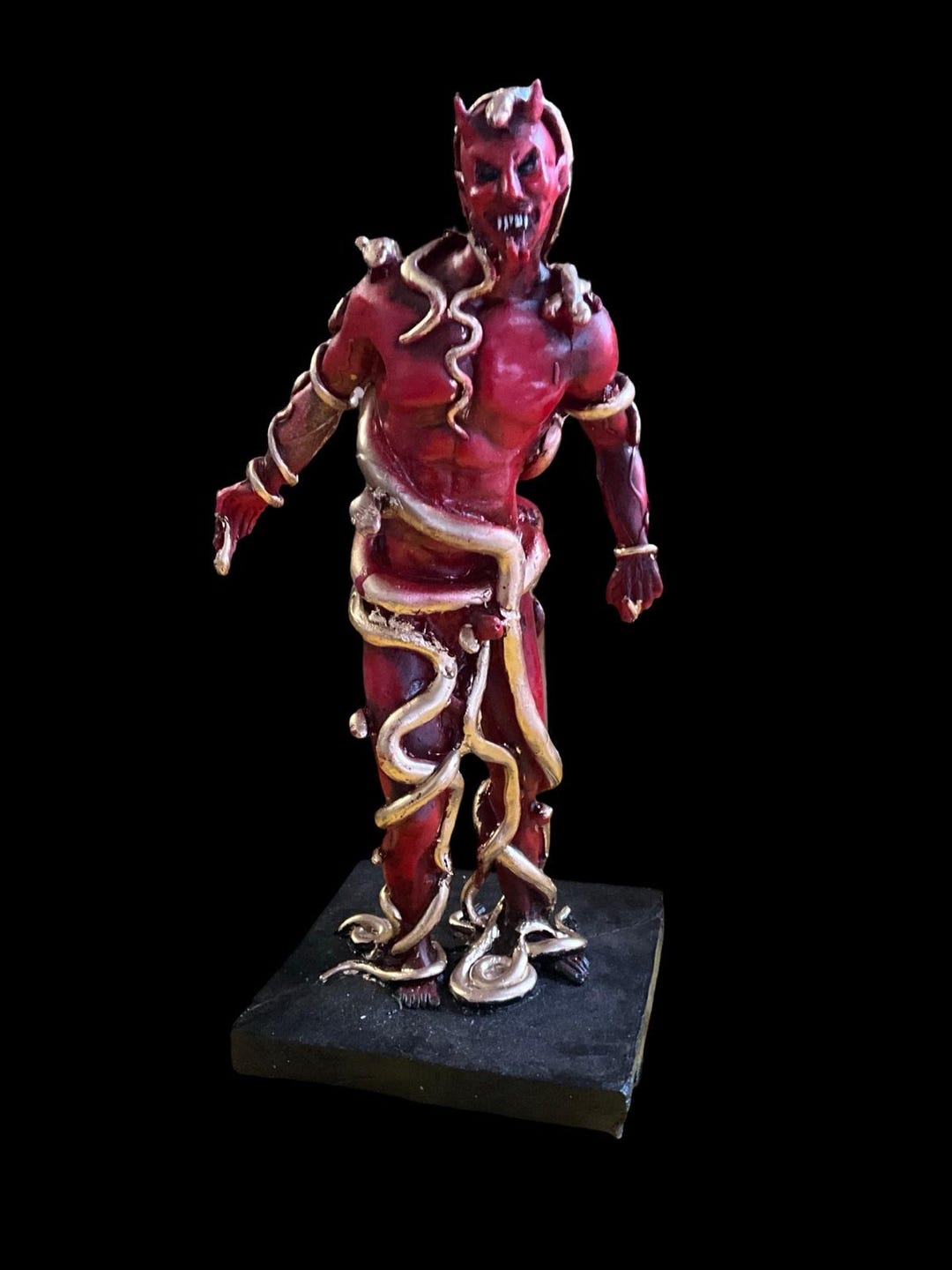 Templar Sabbatic Goat Baphomet Satan Red Gold 18"x10"/devil/evil/statue ...