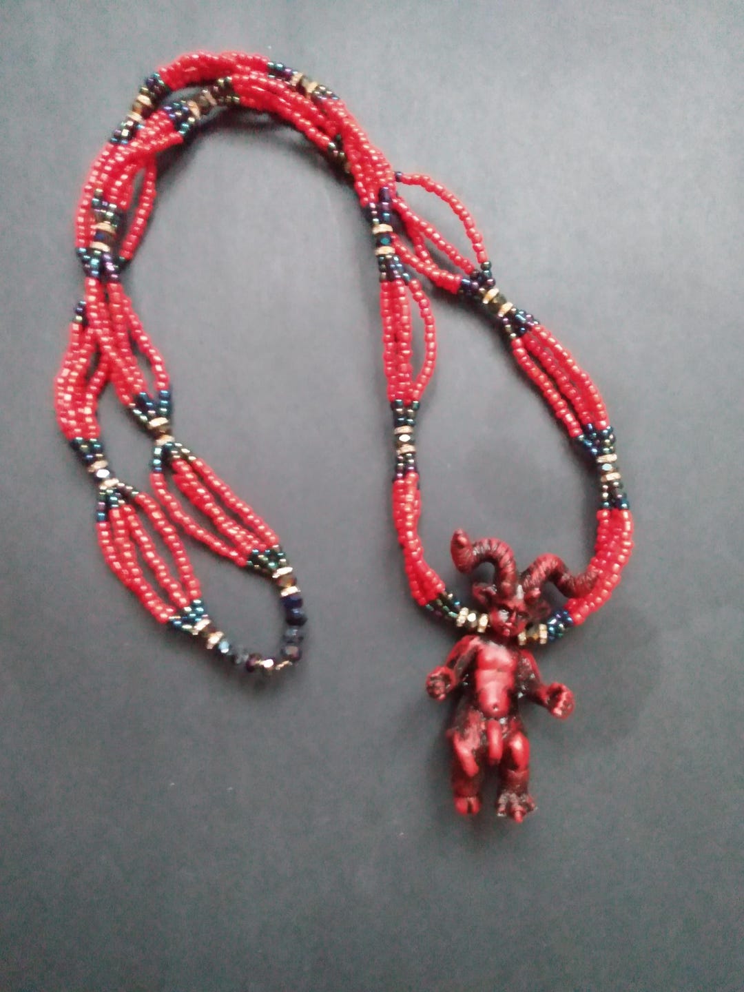 Demon Baby Red Mazo Angelito Negro Necklace - Etsy