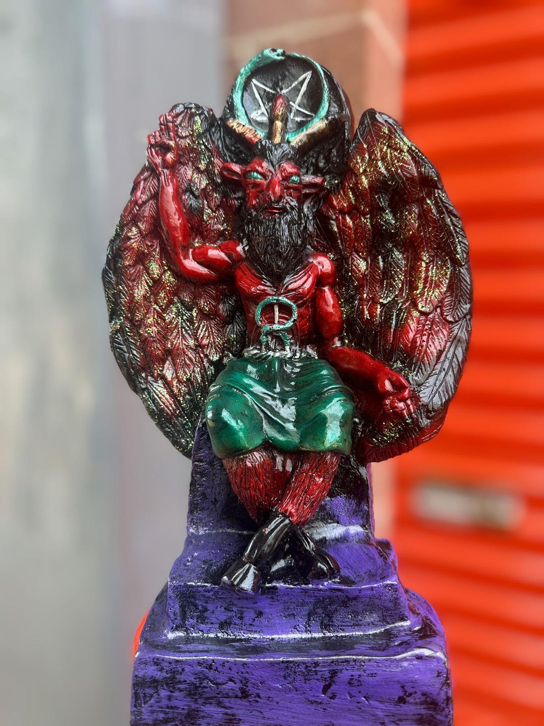 Baphomet Demon Devil on Sabbatic Goat, Red Statue Unique - Etsy