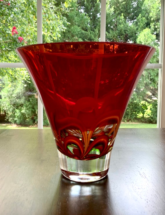 Waterford Crystal Evolution Red Amber Bowl - Etsy