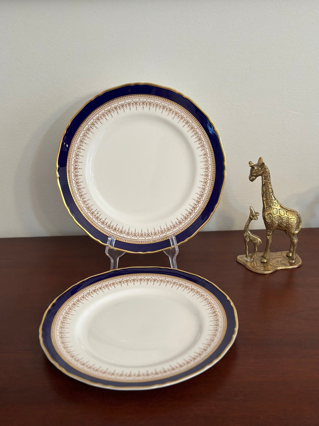 2 Royal Worcester Regency Blue Dinner Plates - Etsy