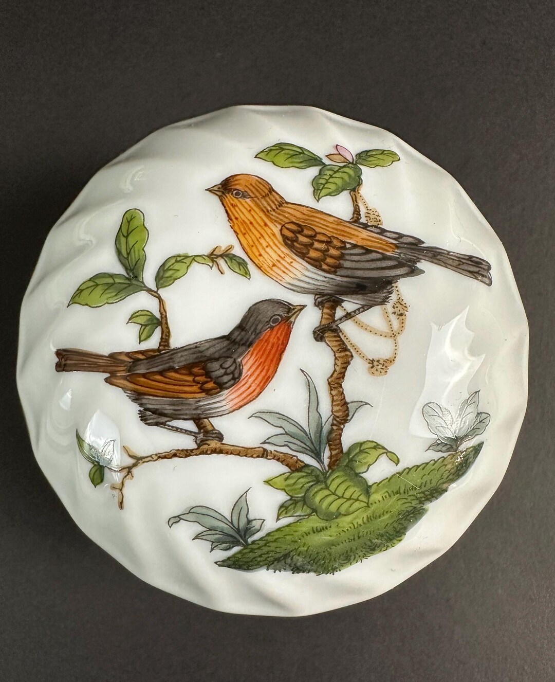 Herend Rothchilds Round Bird Trinket Box - Etsy