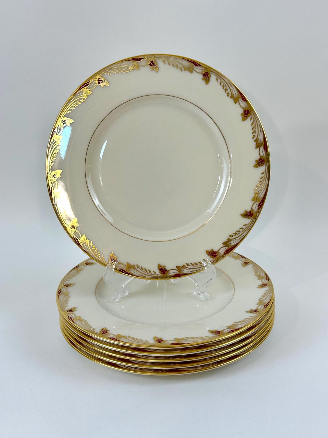 6 Lenox Essex Maroon Salad Plates - Etsy