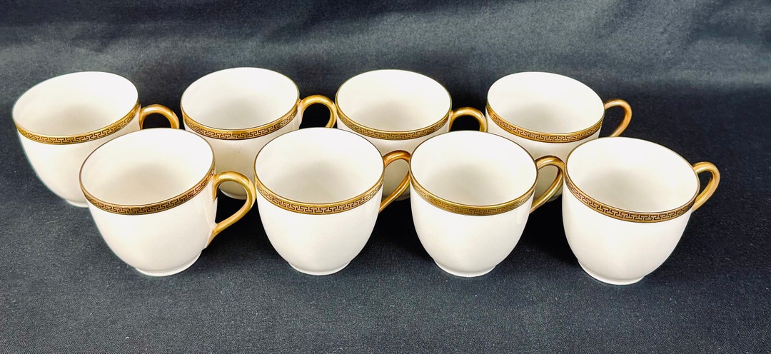 8 Hutschenreuther White and Gold Greek Key Design Demitasse/espresso ...