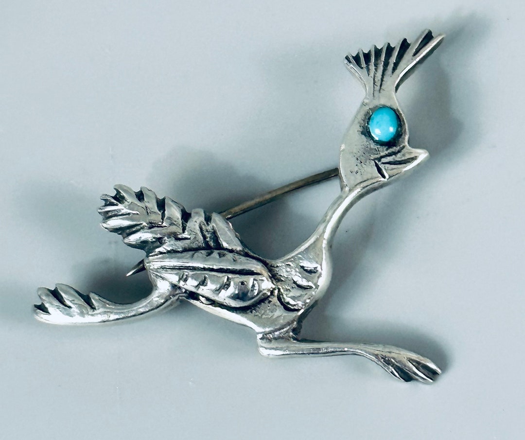 Vintage Sterling Silver Roadrunner Pin - Etsy