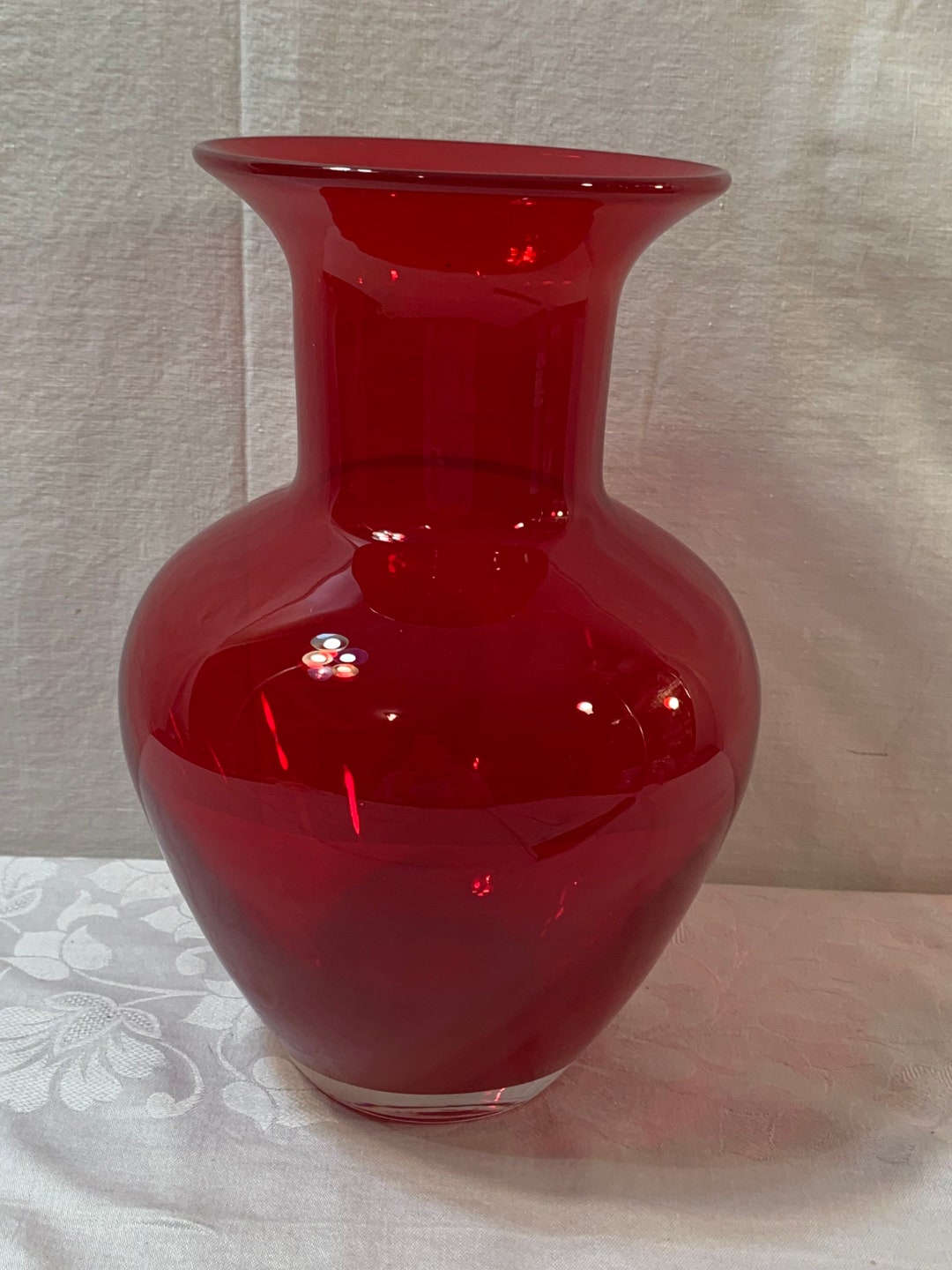 Pilgrim Red Cranberry Glass Vase - Etsy