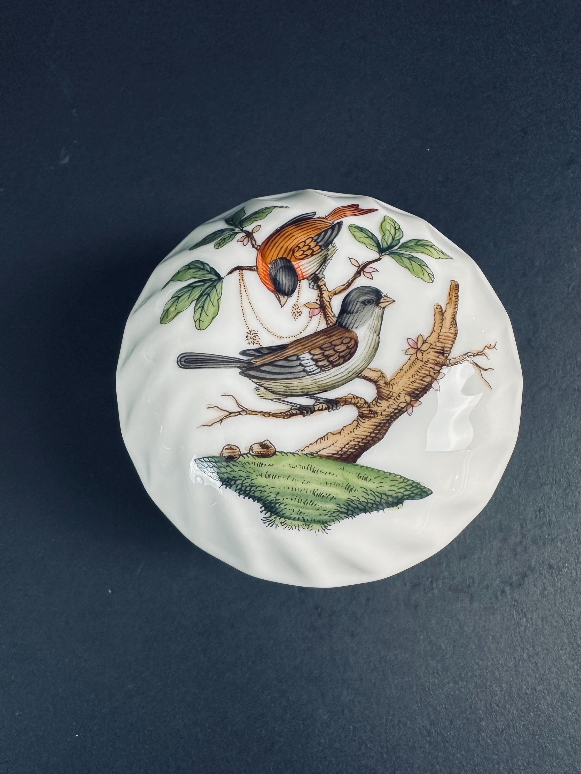 Herend Rothchilds Round Bird Trinket Box - Etsy