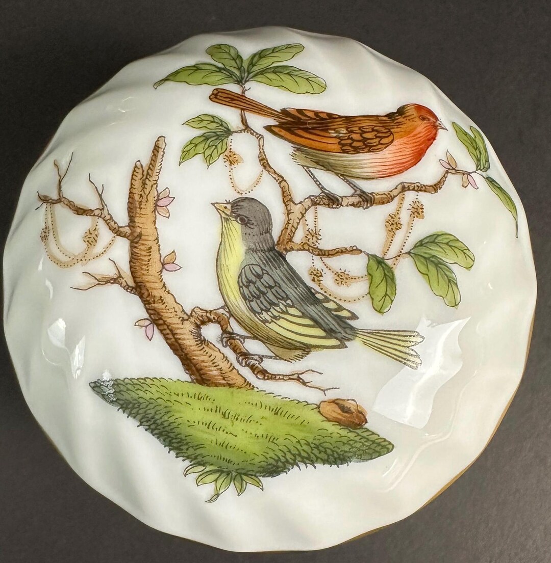 Round Herend Rothchilds Bird Trinket Box - Etsy