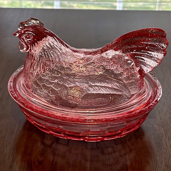 Hen on Nest Glass - Etsy