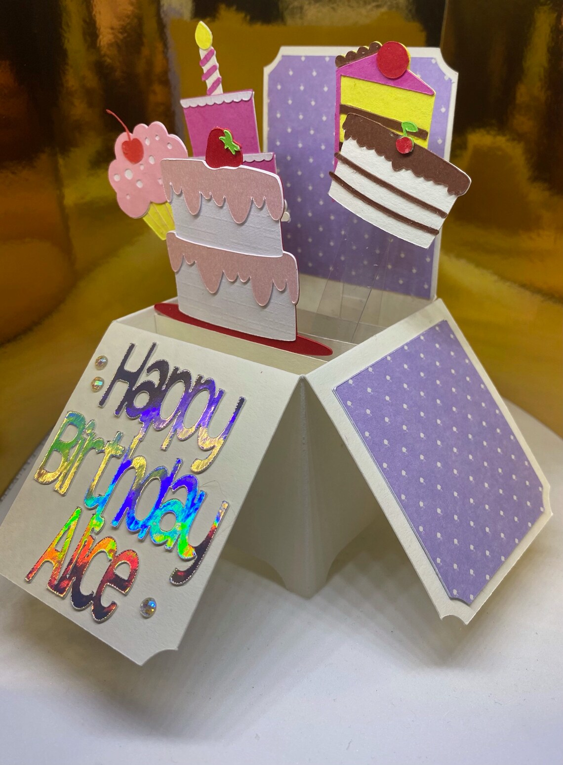 Birthday Card Pop up Box Card Cakes Handmade Personalised | Etsy