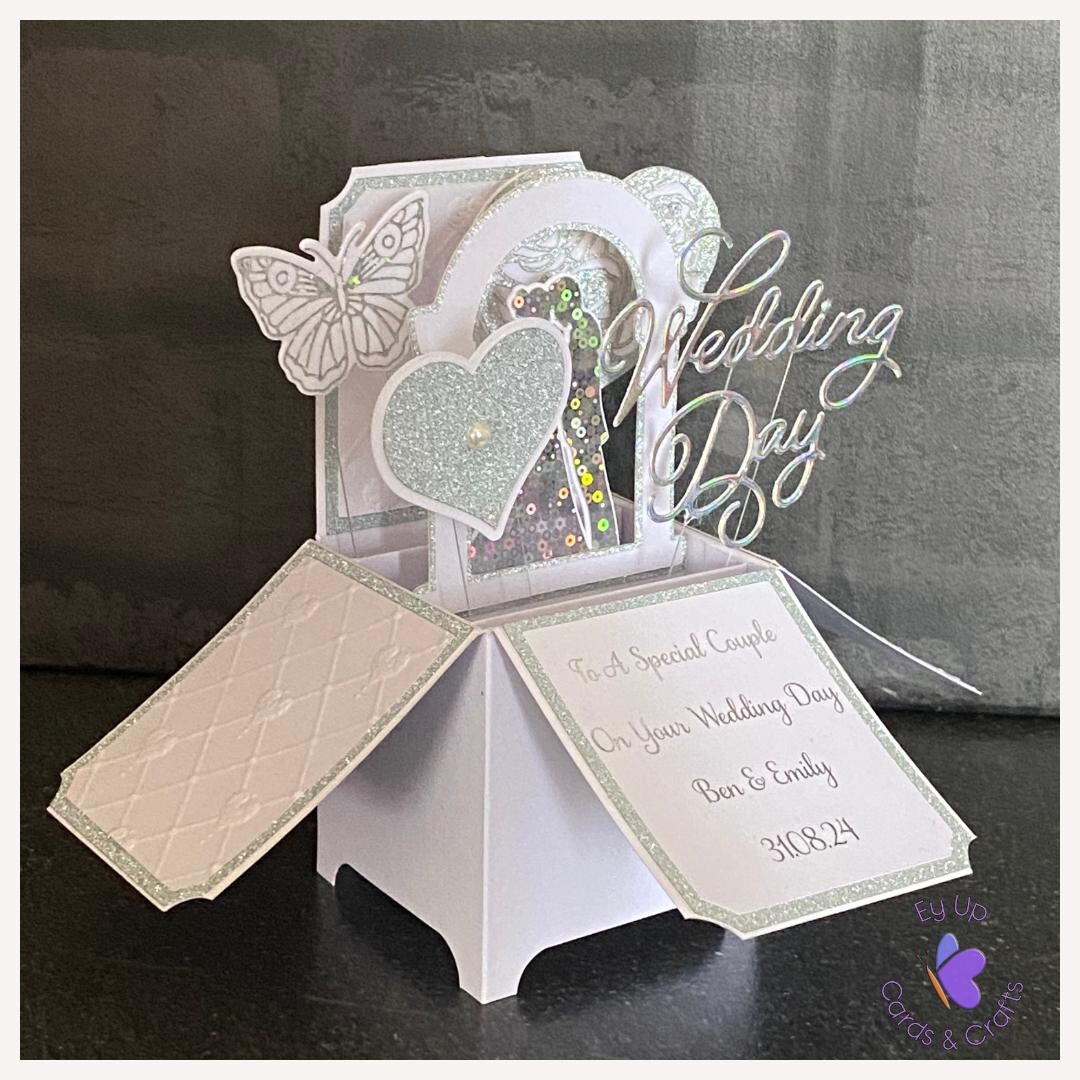 Wedding Card, White and Silver Wedding Card, Pop up Box Card ...