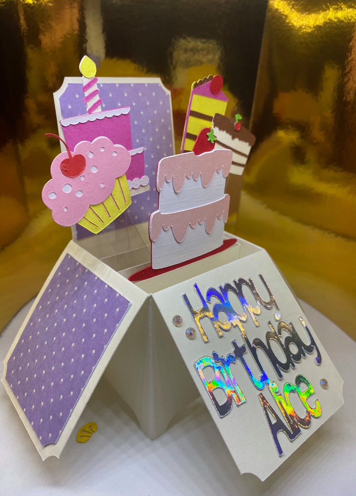Birthday Card Pop up Box Card Cakes Handmade Personalised | Etsy