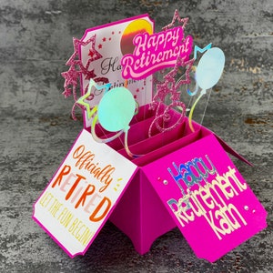 Retirement Card, Retirement, Card in a Box, Unique, Personalised, Pop ...