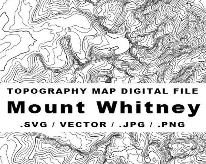 Mount Whitney Topography Map .SVG | Vector | .JPG | .PNG Topography Map ...