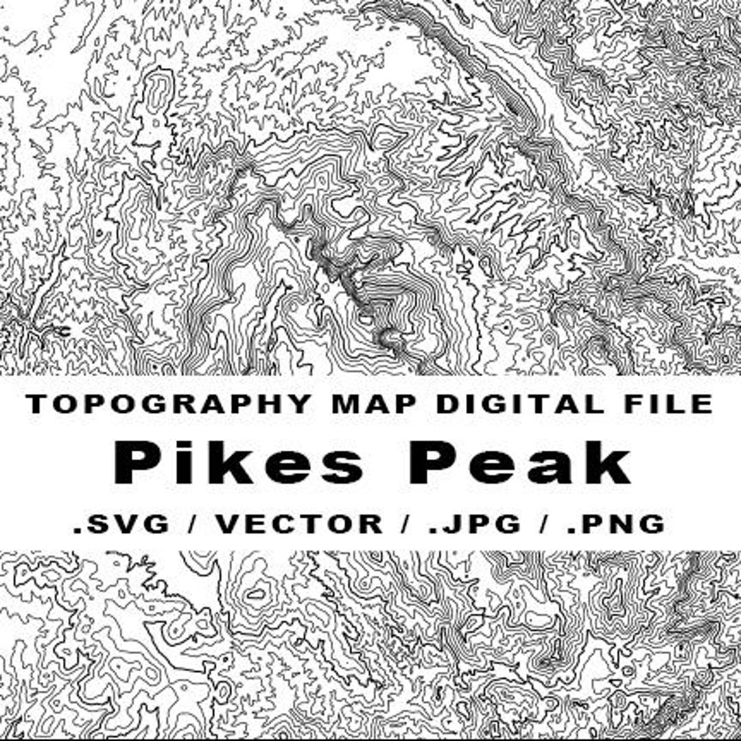 Pikes Peak Topography Map .SVG | Vector | .JPG | .PNG Topography Map ...
