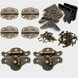 Antique Jewelry Box Latch Buckle Hinges and Corner Protectors ...