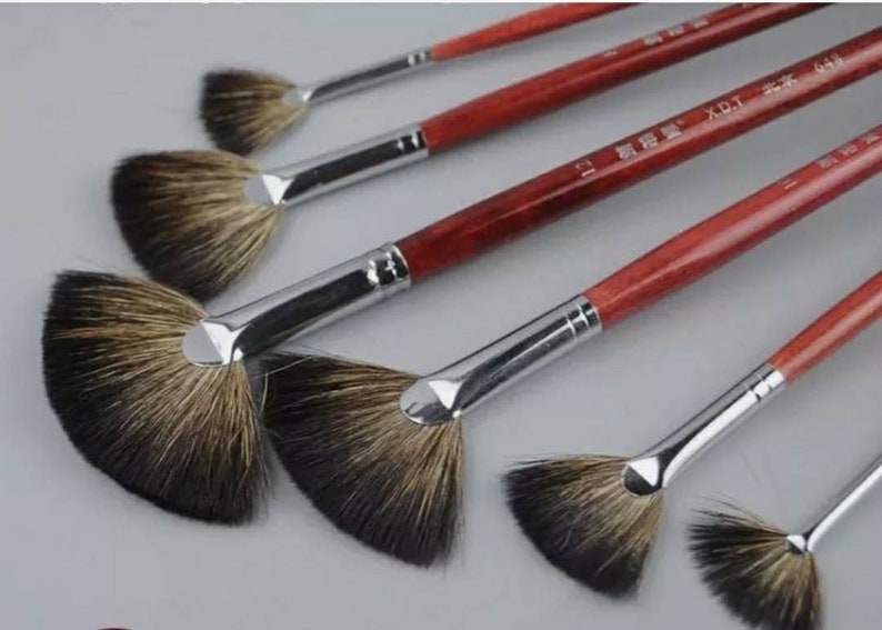 6/9pc Fan Artist Paint Brush Set for Watercolor Acrylic Extra - Etsy