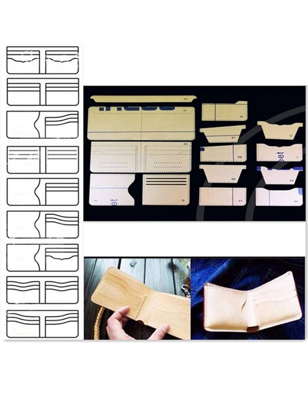 Clear Acrylic Wallet Patterns Stencil Template Set Leather Craft DIY ...