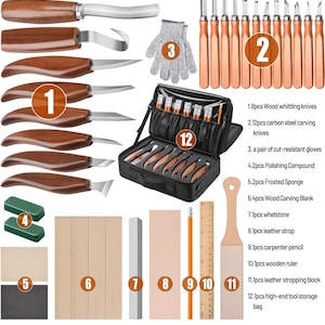 Wood Carving Kit Deluxe-whittling Knife, Wood Carving Knife Set - Etsy