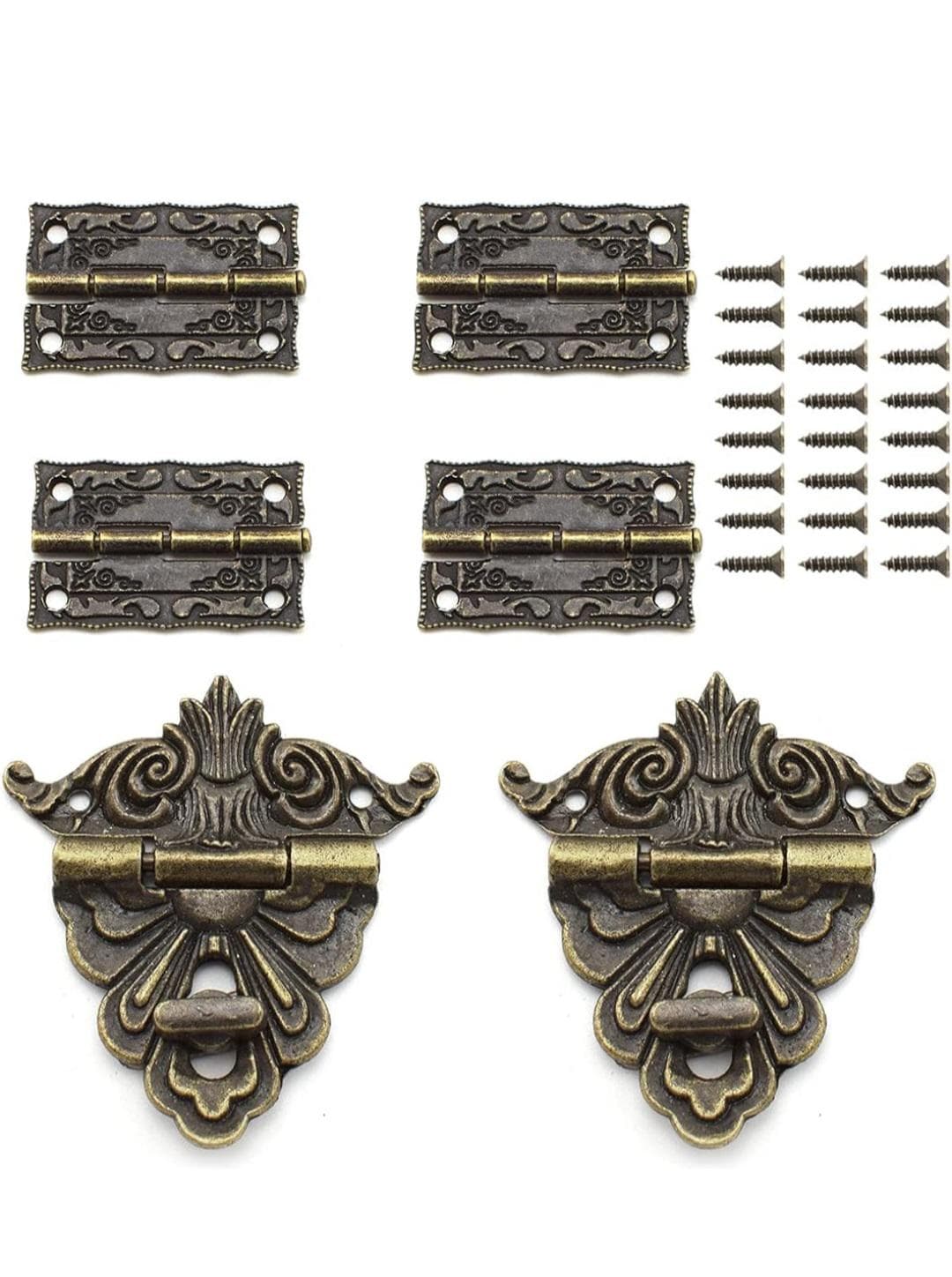 Antique Jewelry Box Latch Buckle Hinges and Corner Protectors ...