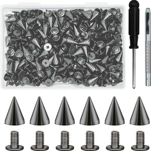 200 Sets 9.5mm Cone Spikes Metal Tree Spikes Screwback Studs for DIY ...