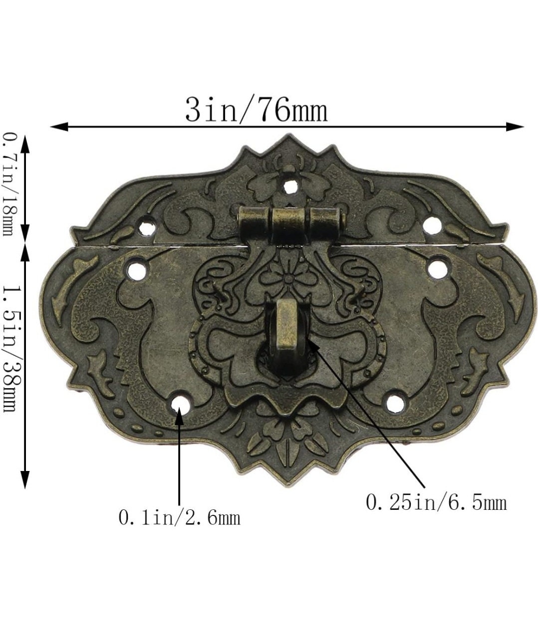 Antique Embossing Decorative Brass Hasp Clasp Latch Lock With Screws ...