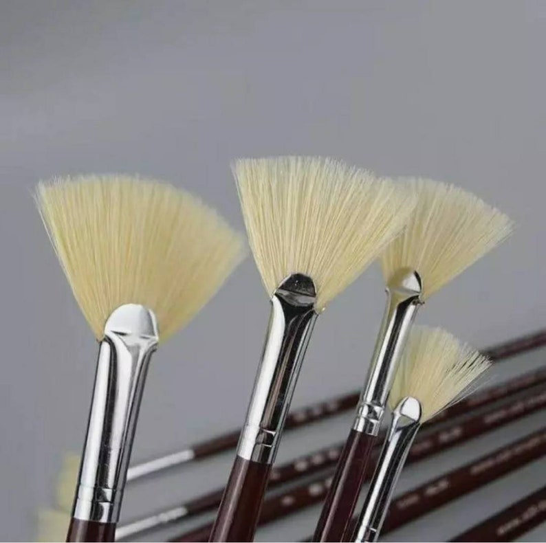 6/9pc Fan Artist Paint Brush Set for Watercolor Acrylic Extra - Etsy