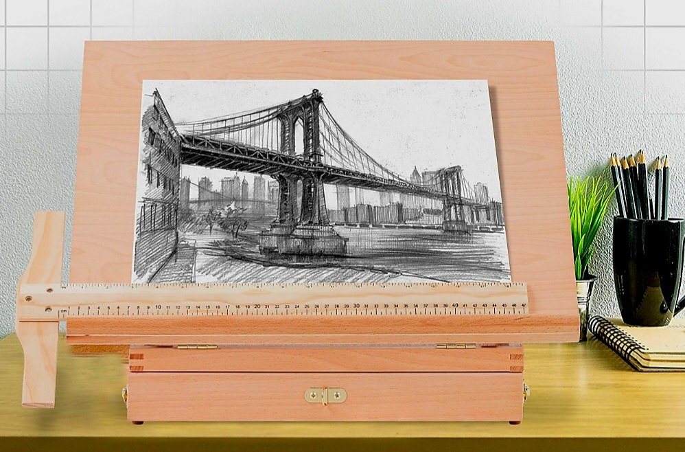 Adjustable Wood Artist Drawing & Sketching Board With Storage Drawer - Etsy