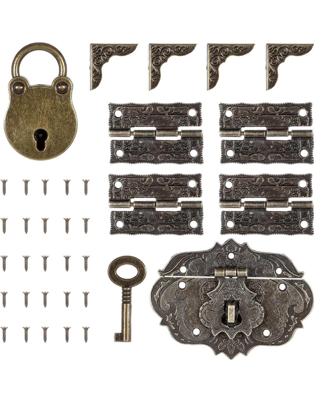 Antique Jewelry Box Latch Buckle Hinges and Corner Protectors ...