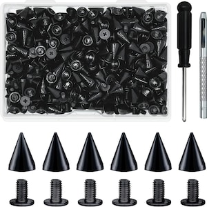 200 Sets 9.5mm Cone Spikes Metal Tree Spikes Screwback Studs for DIY ...