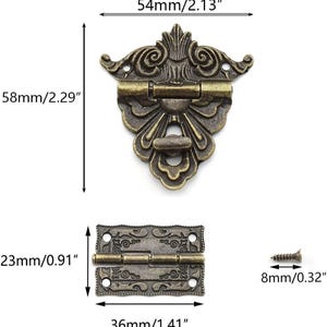 Antique Jewelry Box Latch Buckle Hinges and Corner Protectors ...